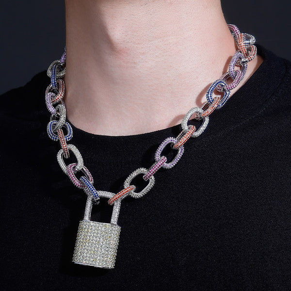 ICEDIAMOND Luxury O-block Chain Locker Charm Pendant Iced Out Bling Co