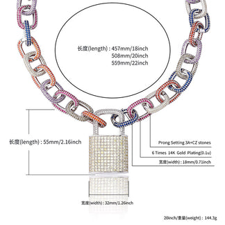 ICEDIAMOND Luxury O-block Chain Locker Charm Pendant Iced Out Bling Co